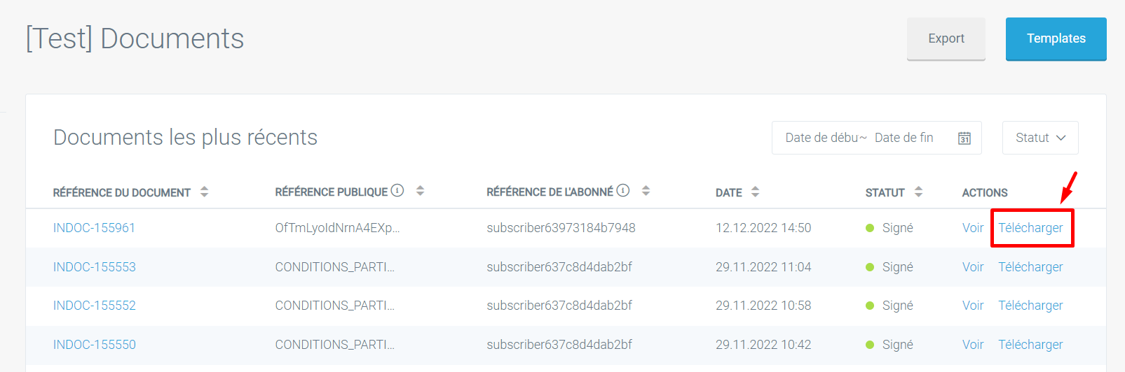 Gestion des documents et des templates